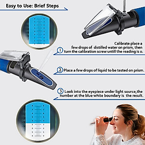 Aichose 0-80% Brix Meter Refractometer for Measuring Sugar Content in Fruit, Honey, Maple Syrup and Other Sugary Drink, with Automatic Temperature Compensation Function