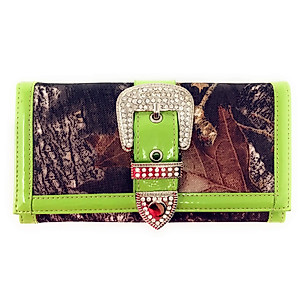 Western Rhinestone Camouflage Handbag With Matching Wallet In Multi Collections (Buckle Pink) Large