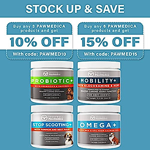 PawMedica Omega 3 for Dogs, Dog Skin and Coat Supplement for Dogs with Fish Oil Dogs Love, Dog Omega 3 Helps with Dog Dry Skin, Dog Omega 3 6 9 Vitamin for Dogs, Omega 3 Dog Chews for Dog Allergies