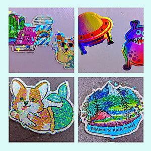25 Sheets A4 Size (8.25”x11.7“）Holographic Sticker 5 Styles Mixed Clear Adhesive Laminted Film Holographic Overlay No need Machine