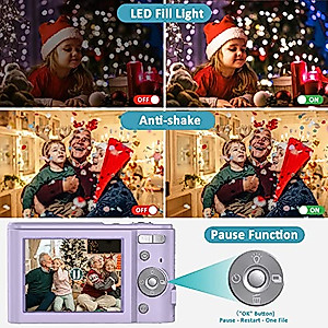 Digital Camera, FHD 1080P 36MP Video Camera Rechargeable Kids Camera with 16X Digital Zoom & 2 Batteries, Compact Point and Shoot Portable Small Camera for Teens Students
