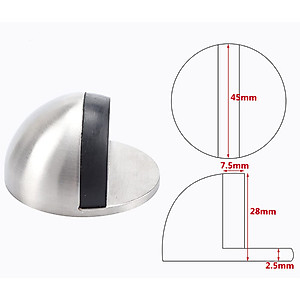 LTIYITL Stainless Steel Half Dome Floor Door Stop Self-Adhesive with Rubber Free Punching—Ground Door Stops for Bedroom Living Bath Shower Room Office Silver—Stainless Steel Floor Door Stopper（4PCS）
