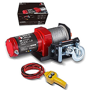 Rock-Hulk 2000lb 12V ATV/UTV Electric Winch, Off-Road Waterproof Steel Cable Winch for ATV UTV Towing Trailer Winch