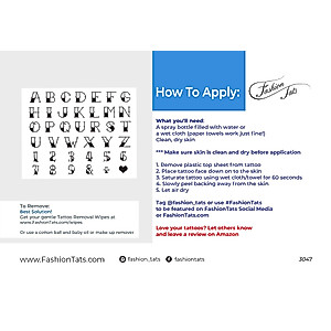 FashionTats Finger Tats Temporary Tattoo Letters (10 Pack) | Skin Safe | MADE IN THE USA | Removable