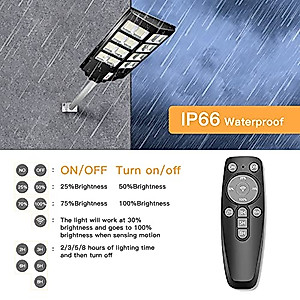Hoddinol Solar Street Lights Outdoor, 800W Solar Street Light, 30000LM Dusk to Dawn Commercial LED Flood Lights with Motion Sensor and Remote Control, for Yard, Garden, Patio