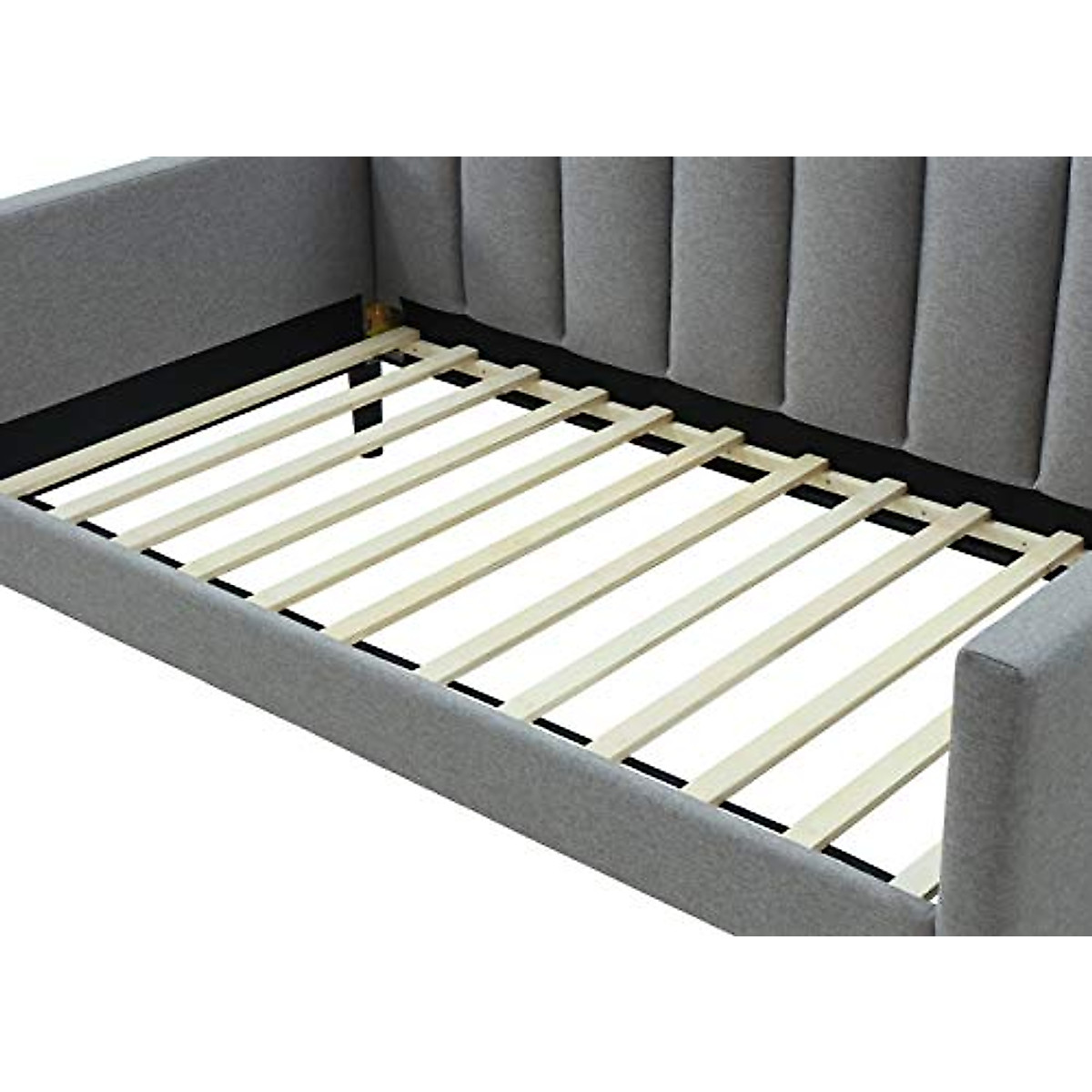 LuXeo Bristol Twin Size Upholstered Panel Daybed in Gray Fabric