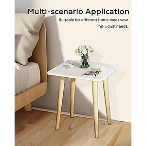 MIRROTOWEL Side Table, Small Table, Modern Home Decor Bedside Table for Living Room Bedroom Balcony Office,Easy to Assemble（White）