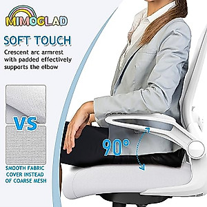 Mimoglad Home Office Chair, High Back Desk Chair, Ergonomic Mesh Computer Chair with Adjustable Lumbar Support and Thickened Seat Cushion (Modern, Ivory White)