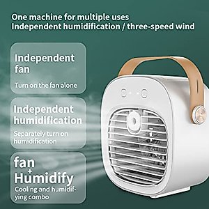 Portable Air Conditioner，10000mAh Mini Air Cooler Conditioner Fan，USB Personal Air Cooler With Humidifier，3 Speed Silent for Desktop，Office，Room，Bedroom，Travel，Car，Indoor & Outdoor activities.(White)