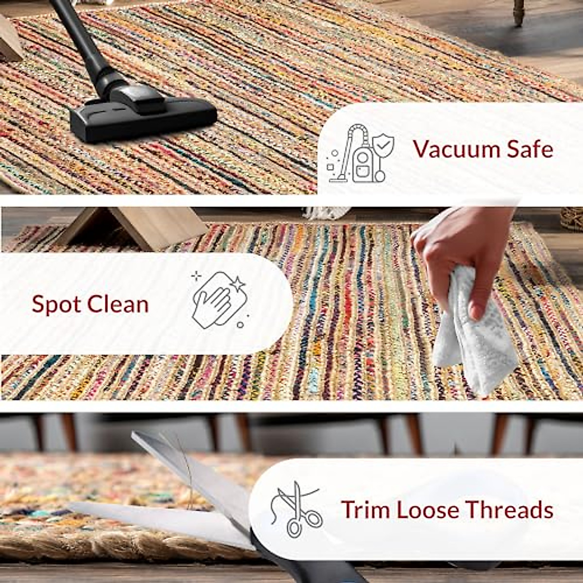 nuLOOM Aleen Bohemian Cotton/Jute Area Rug, 4x6, Multi