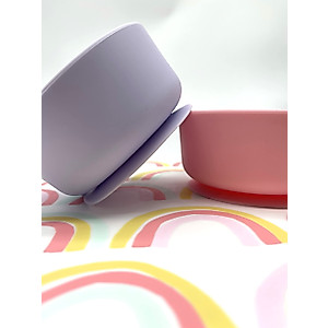 Panda Silicone Bowl with Suction Base for Feeding Babies 6+ Months and Toddlers, Mess-Free Eating, Unbreakable, Non-Toxic, Stylish, Dishwasher & Microwave Safe [2,Pack] (PBOWL-PL), Pink & Lavender