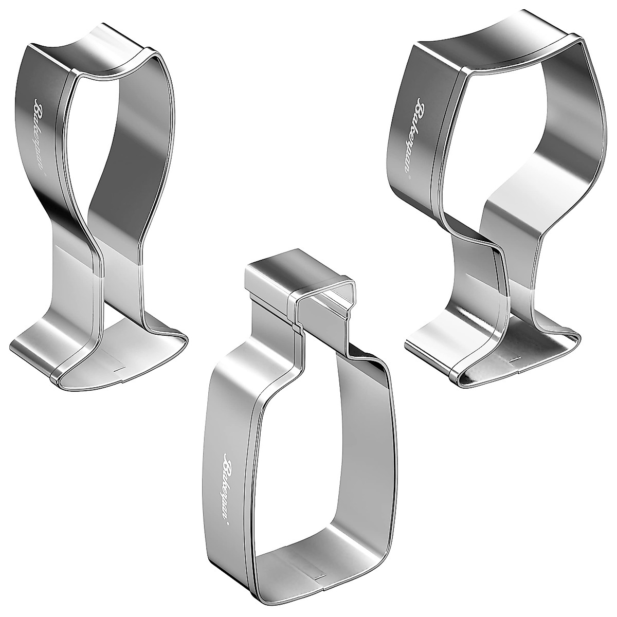 Bakerpan Stainless Steel Wine Glass Cookie Cutter, Wine Bottle Cutter, Wine Cookie Cutter Set
