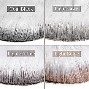 Ashler faux fur rug, Fluffy Shaggy Area Rug Ultra Soft 2 x 3 Feet Sheepskin Fur Rug, Frosted Bottom Black Fuzzy Rug Machine Washable Shag Rug, Nursery Decor Throw Rugs for Bedroom, Living Room