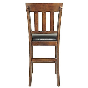Signature Design by Ashley Ralene Traditional 26" Counter Height Faux Leather Seat Barstool, 2 Count, Brown
