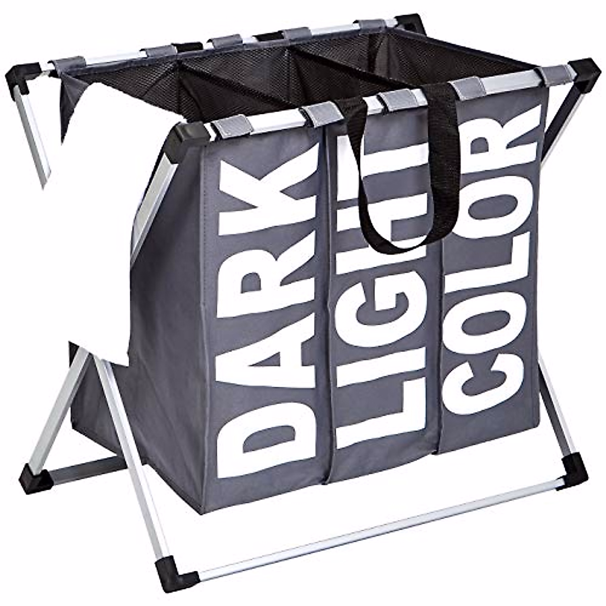 Amazon Basics Triple Laundry Basket Hamper, Dark Grey