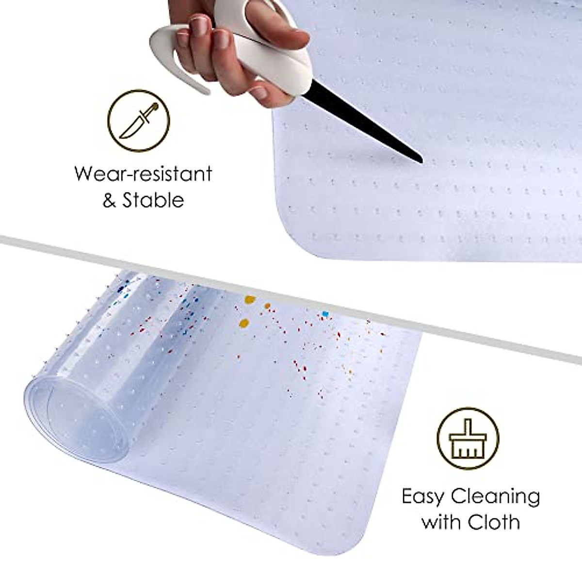 Yescom 60" x 46" Office Desk Chair Mat for Carpets Low Pile Rectangle PVC Floor Protector Studded Back 2.5mm with Lip