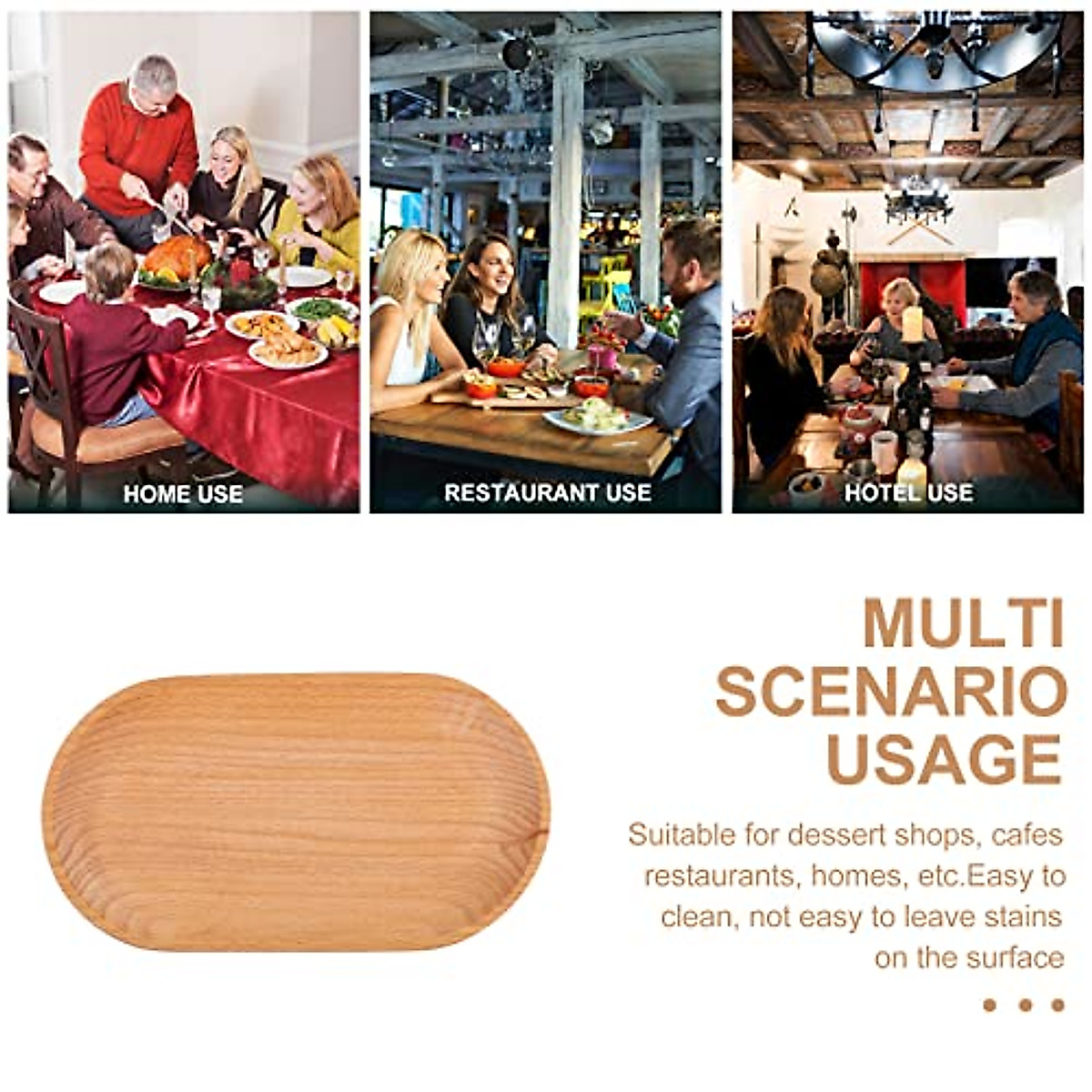 Oval Wood Tray Serving Platter: Small Wood Tray Party Wooden Plate for Display Dessert Cupcake Fruit Snacks Appetizer Sushi Food Jewelery