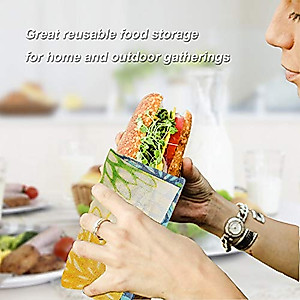 Reusable Beeswax Wrap Bees wax Food Storage Wraps – 6 Packs Eco Friendly Cotton Wrapping（Green）