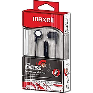 Maxell – 199621, Wired Earbuds with Built-in Microphone & Dynamic Sound Quality - Comfortable Silicone Ear-Tips with Super-Elastic Cable - Compatible with Smartphones, Tablets, Laptops & PCs – Black