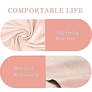 FOX-TECH Satin Pillowcase for Hair and Skin Set of 2, Super Soft and Smooth Pillowcase with Envelope Closure, Silk Pillow Case Queen 2 Pack, 20” x 30” (Light Pink)