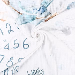 Esthesmile Baby Muslin Swaddle Blankets - Newborn Baby Photography Blanket - 100 Pure Organic Cotton - Hypoalergenig & Breathable Baby Textile -35x47 inches - Plane Design, White