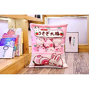 QAHEART Kawaii Plush Pillow Cushion Cute Snack Bag Pillow with Mini Soft Pudding Plush Stuffed Animal Fluffy Hugging Pillow Home Decorative Cushion Novelty Gift