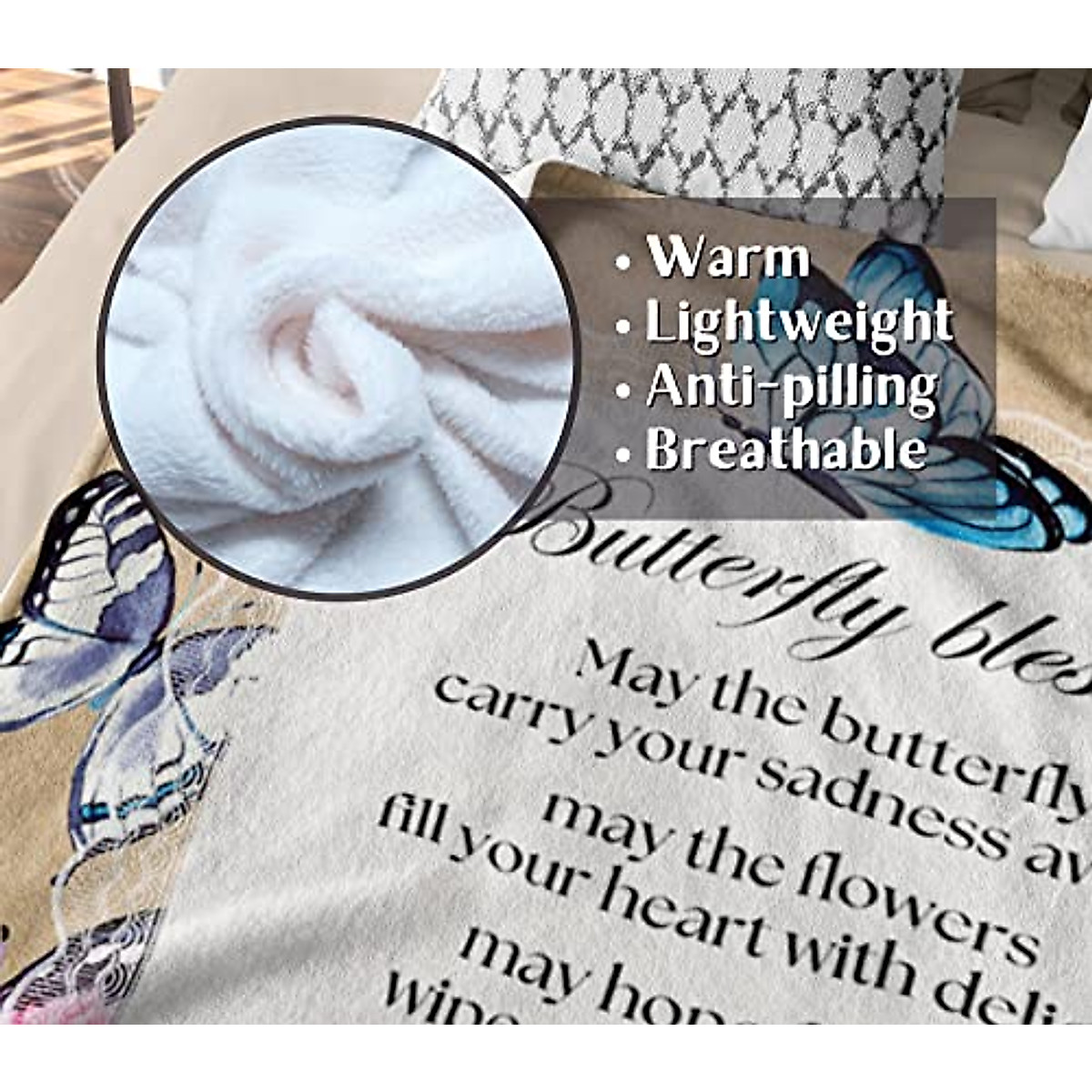 InnoBeta Butterfly Gifts for Women, Girls - Inspirational Butterfly Themed Gifts for Adult - Butterfly Blanket for Birthday, Christmas - Butterfly Blessings - Flannel Plush Blanket - 50"x 65"