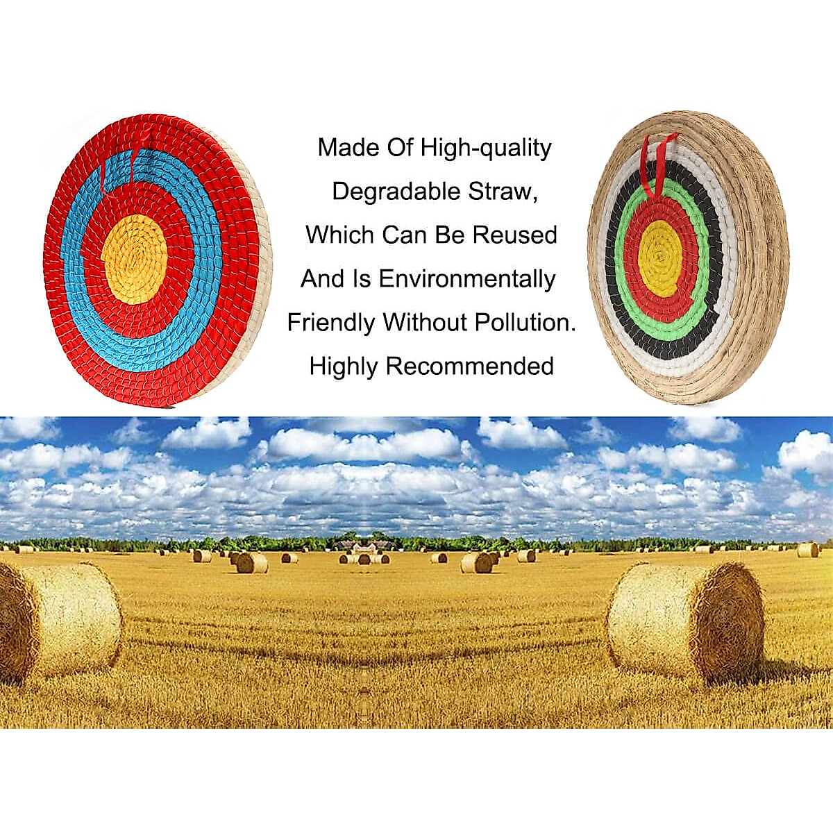 DOSTYLE Archery Targets Traditional Solid Straw Round Archery Target Shooting Bow Coloured Rope Target Face Three Layer for Shooting Practice