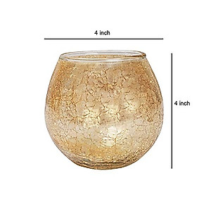 Crackle Glass Romantic Cafe Restaurant Decorative Halloween Candle Holder Votive Lighting Tea Light Candle Holder Set of 5 Pcs