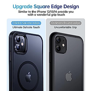 Olialia Strong Magnetic Case for iPhone 11, [Compatible with MagSafe] [Military Drop Protection] Skin-Friendly Touch Shockproof Protective Slim Phone Cover 6.1 inch, Black
