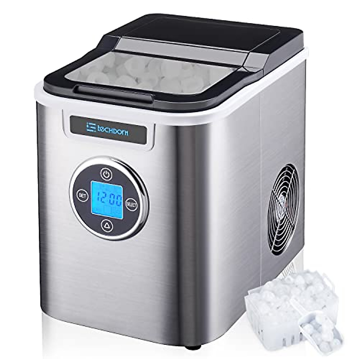 Ice Maker Machine for Countertop with Automatic Self-Cleaning, 9 Bullet Ice Cube Ready in 7-9 Minutes, 26Lbs/24H Portable Ice Makers with LCD, S/M/L Ice Size with Scoop and Basket for Home/Bar/Office