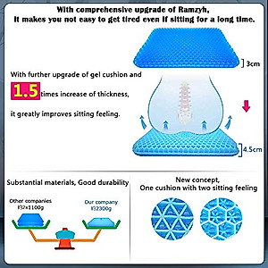 Cushion Lab Patented Gel Seat Cushion, Cooling seat Cushion Thick Big Breathable Honeycomb Design, Double Layer Egg Gel Cushion for Pain Relief, Seat Cushion for The Car,Office,Wheelchair