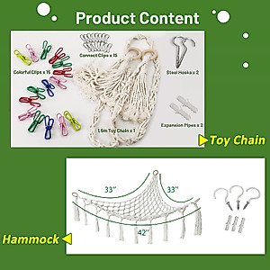 Stuffed Animal Net Hammock & Toy Chain, Toy Storage Hanging Organizer for Kids Bedroom, Playroom, Nursery Room, Corner Plush Toys Net Holder Boho Decor