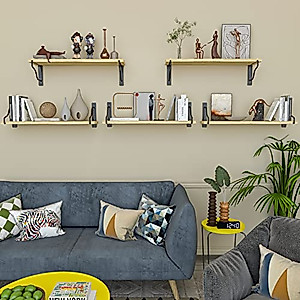 CTPNMCIN Floating Shelves Wall Mounted Set of 3,24 Inch Rustic Natural Wood Wall Shelves, Wall Shelves for Living Room/Bedroom/Bathroom/Office,Pictures Plants Books Decor Storage Shelves