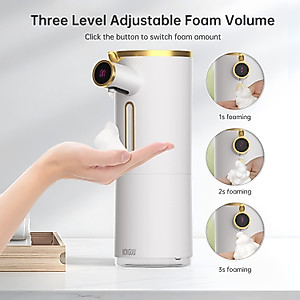 VOVGUU Automatic Soap Dispenser Touchless Rechargeable 300ml/10.14OZ Electric Dispenser with 3 Levels of Adjustable Sensor Foaming Soap Dispenser