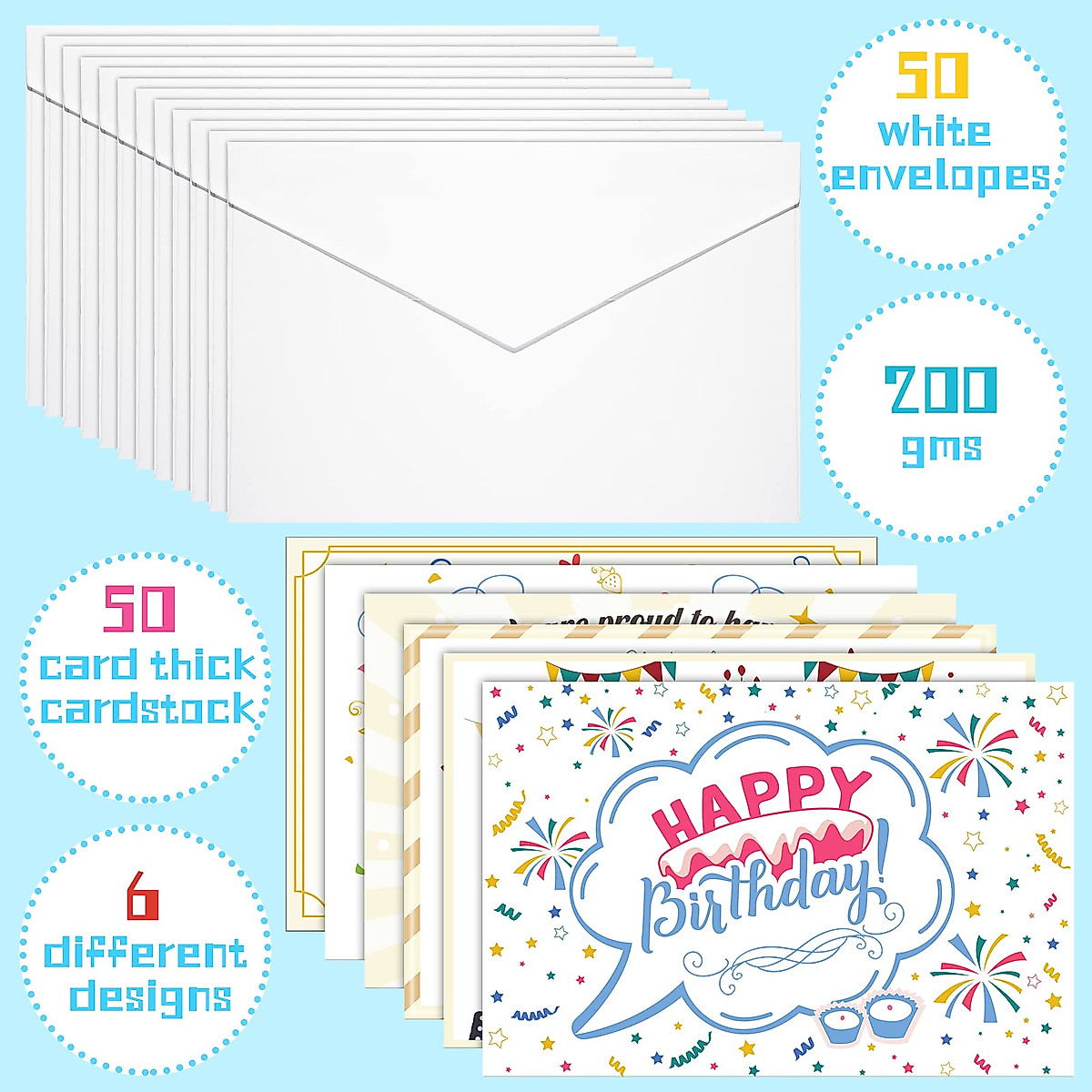 Junkin 24 Set Employee Birthday Cards with Envelopes, Encouragement Work Team Birthday Card Notecard Appreciation Cards for Business Office Colleagues