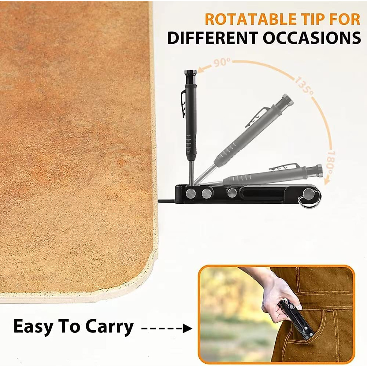 Versatile Scribing Tool, Scribing Tool with Deep Hole Carpenter Tracer Pencil for Woodworking Scribing Tool Wood Scribing Tool Construction Floor Corner Measurement tool