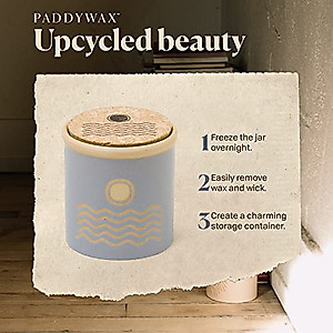Paddywax Candles Dune Scented Soy Wax Candle, 8-Ounce Ceramic Jar with Burnished Cork Lid, Saltwater Suede