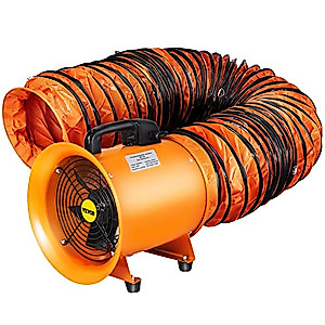 VEVOR Utility Blower Fan 10 inch with 10M Duct Hose,250MM Portable Ventilator,0.45HP 1520 CFM High Velocity Utility Blower,Mighty Mini Low Noise,for Factories Basements Shipyards Farm