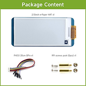 waveshare 2.13inch E-Ink Display HAT V4 Version Compatible with Raspberry Pi Raspberry Pi 5/4B/3B/Zero/Zero W/Zero 2W/Pico/Pico W/Pico WH, 250x122 Resolution SPI Interface Supports Partial Refresh