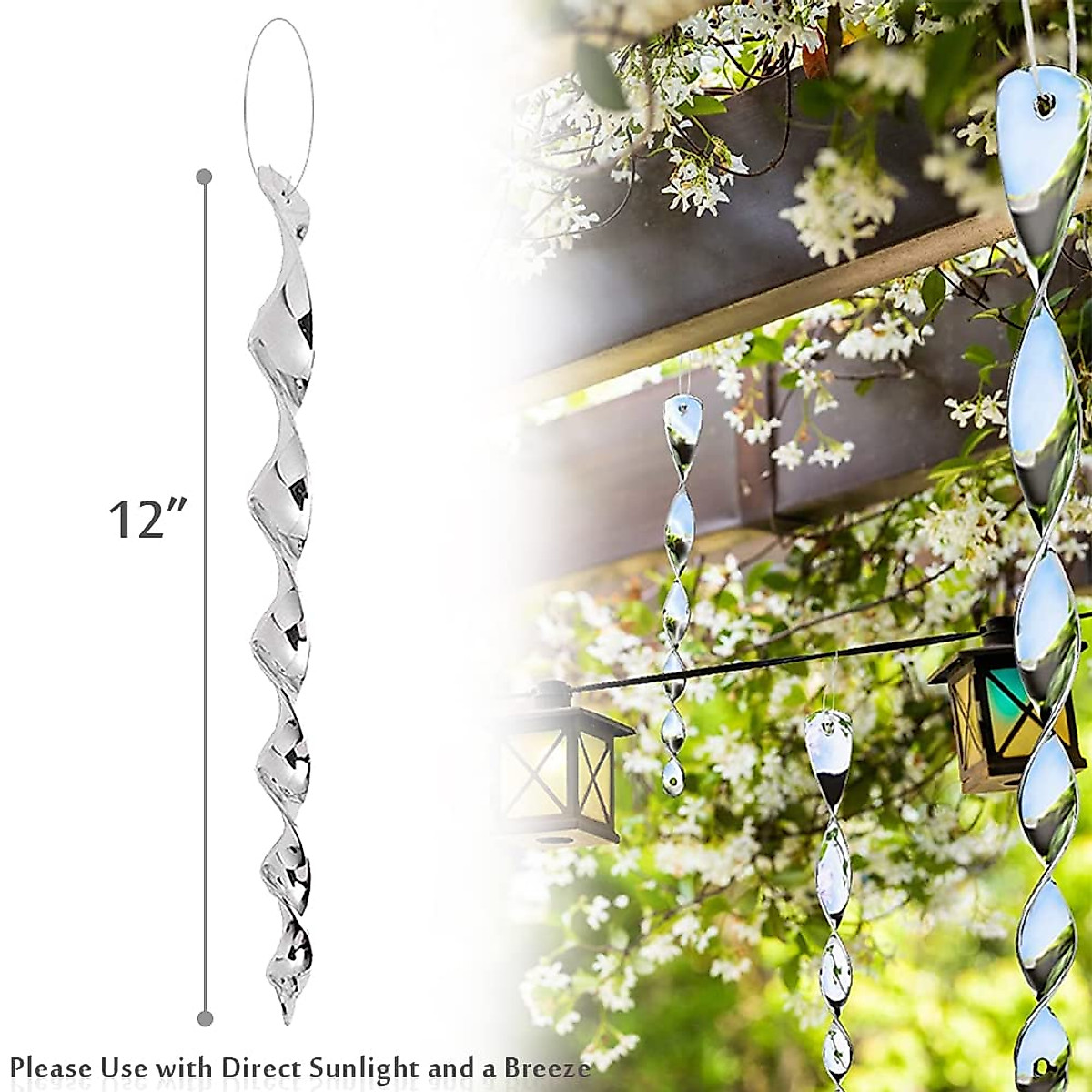 Bird Scare Rods, Anti-Collision Bird Reflective Strip Hanging Decor Device to Deterrent Prevent Woodpecker Owl Strikes, 6 Pcs