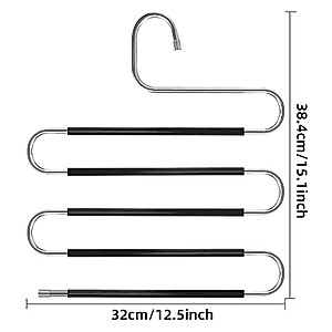 Pants Hangers S-Shape Non-Slip Space Saving Pants Hangers Metal Hangers Closet Storage Organizer for Pants Jeans Scarf,Towels Hanging (4)