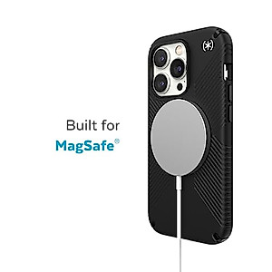 Speck iPhone 14 Pro Case - Drop Protection, Scratch Resistant, Dual Layer Slim Phone Case for 6.1 Inch iPhones 14 Pro - Built for MagSafe - Presidio2 Grip - Black/Black/White