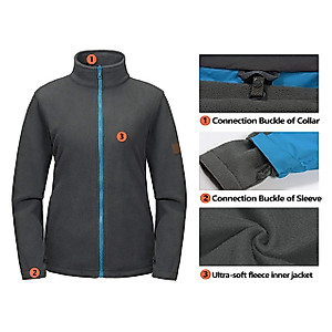 Little Donkey Andy Women's 3 in 1 Winter Ski Jacket Warm Fleece Liner Jacket Waterproof Windproof Snow Coat & Detachable Hood Blue/Grey M