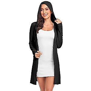 DAYOUNG Women's UPF 50+ UV Sun Protection Long Jacket Full Zip Hoodies Lightweight Hiking Long Sleeve Shirts Outdoor Performance with Pockets Y81-Black-L