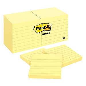 Post-it Notes, 3x3 in, 12 Pads, America's #1 Favorite Sticky Notes, Canary Yellow, Clean Removal, Recyclable (630SS)