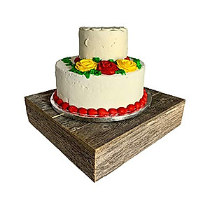 BarnwoodUSA | Wood Cake Stand | 15"x15" | Weathered Gray | Rustic Wooden Wedding Dessert Display Stand | Vintage Cupcake Stand | Farmhouse Wedding | Antique | Sturdy | 100% Reclaimed Wood
