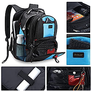 ANKUER Extra Large Travel Backpack for Men Women: 17 in Laptop Backpacks for School, Anti Theft TSA Travel Bag with USB Charging Port, Business Computer Bag (Blue)