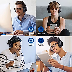 Synthphonics SE8 Hybrid Active Noise Cancelling Headphones, Wireless Over-Ear Bluetooth Headphones with Hi-Fi Stereo Sound, Comfortable Protein Earpads, 30H Playtime for TV, Phone, Laptop - True Black