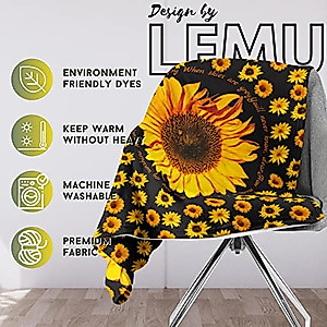 LFMU Sunflower Flannel Fleece Blanket Sunflower Ultra Soft Bright and Cheerful Sunflower Throw Blanket for Birthday Christmas,Beautiful Sunflower Decor for Bedroom or Living Room 50" x 60"